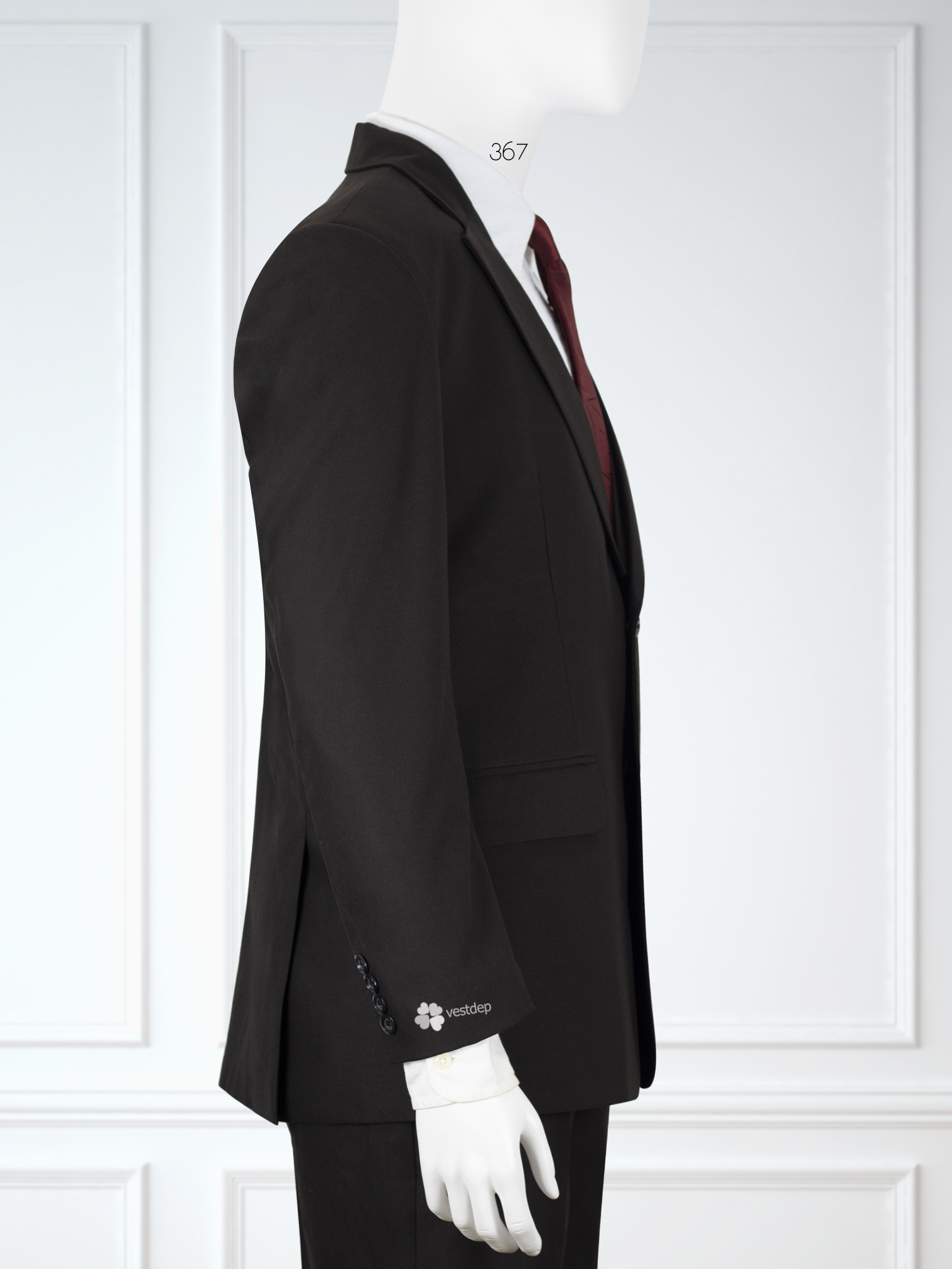 Bộ vest nâu đen cổ danton hai nút